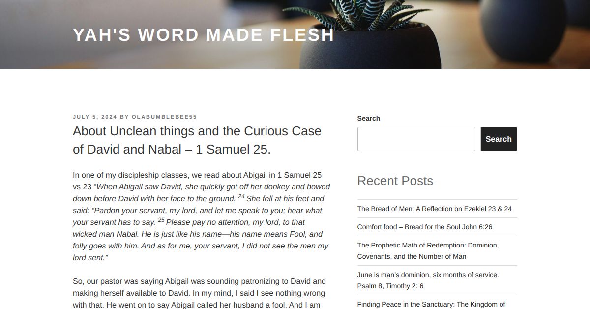About Unclean things and the Curious Case of David and Nabal – 1 Samuel ...